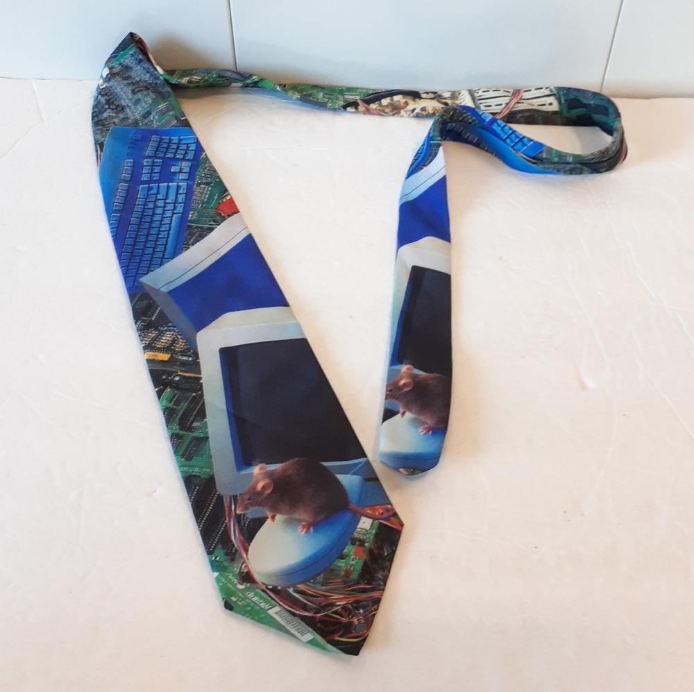 Vintage 1995 Ralph Marlin Computer Images Necktie - Gem